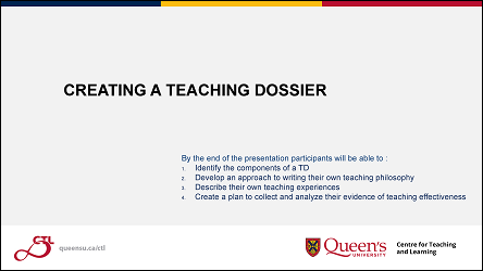 Teaching Dossier | Centre for Teaching and Learning